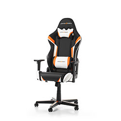 DXRacer Racing R288-NOW- Noir/Blanc/Orange/Simili Cuir/3D Noir/Orange ...